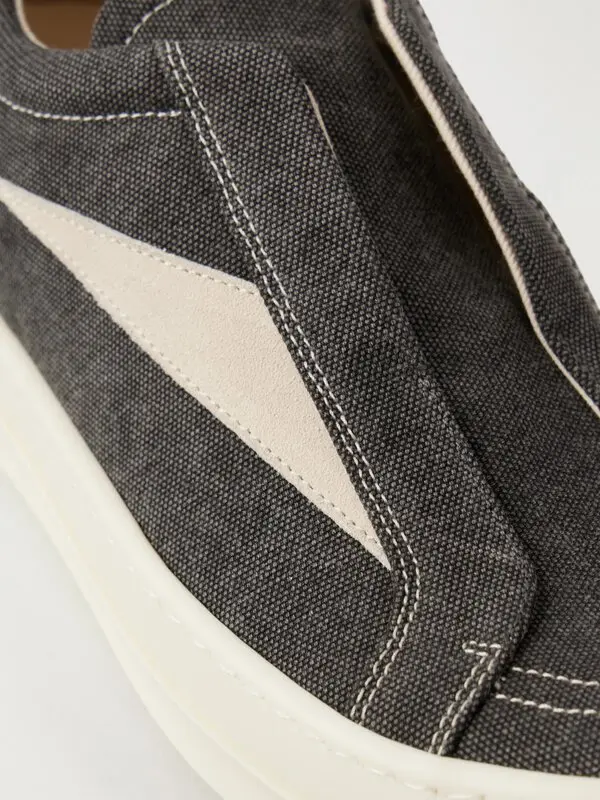 Rick Owens Laceless Vintage Suede-trimmed Canvas Sneakers - Gray