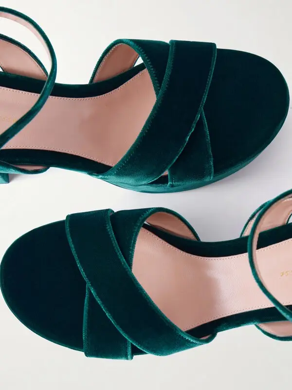 GIANVITO ROSSI Velvet Platform Sandals
