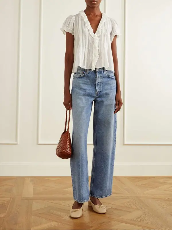 DÔEN Helena Lace-trimmed Organic Cotton Blouse