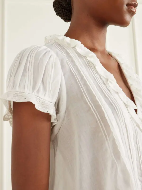 DÔEN Helena Lace-trimmed Organic Cotton Blouse