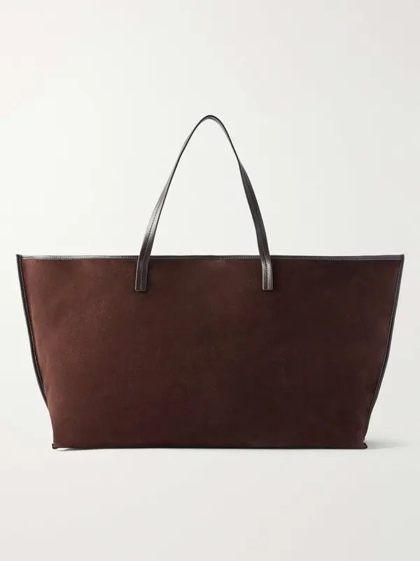 Staud Christos Large Leather-trimmed Suede Tote Bag - Brown