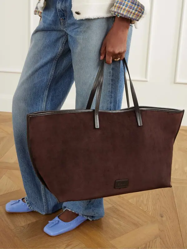 Staud Christos Large Leather-trimmed Suede Tote Bag