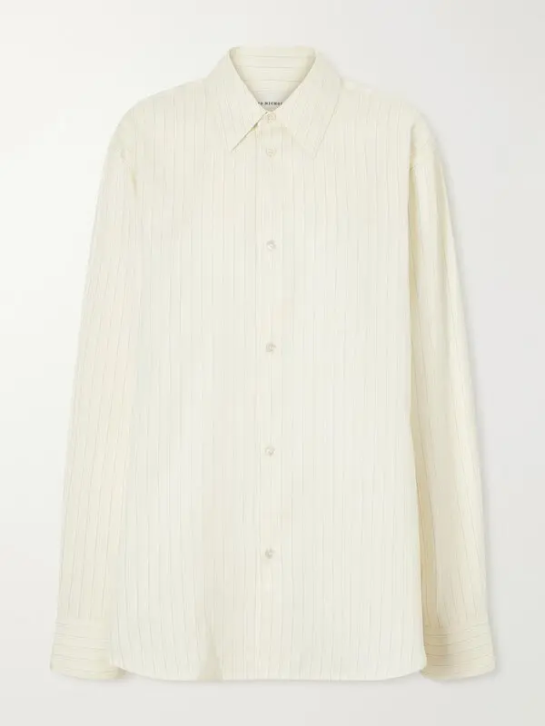 Studio Nicholson Striped Cotton And Silk-blend Shirt - Blue