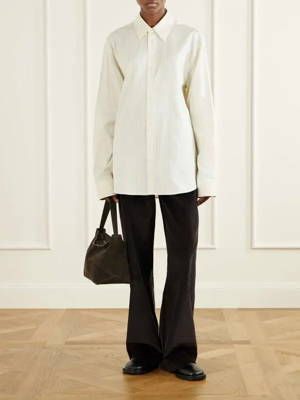 Studio Nicholson View Striped Cotton And Silk-blend Shirt