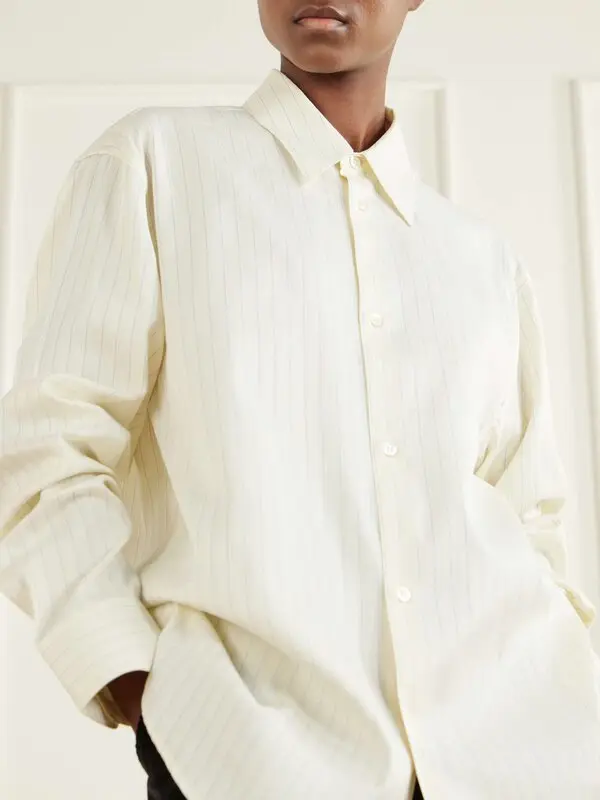 Studio Nicholson View Striped Cotton And Silk-blend Shirt