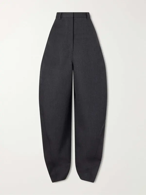 Balenciaga High-waist Barrel-leg Wool Pants - Gray