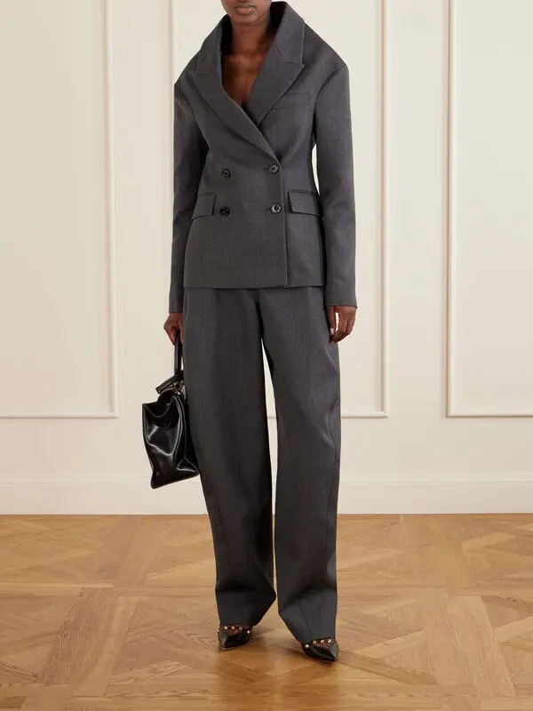 Balenciaga High-waist Barrel-leg Wool Pants