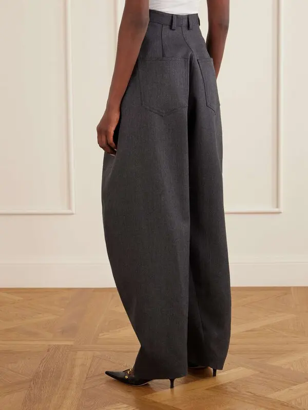 Balenciaga High-waist Barrel-leg Wool Pants