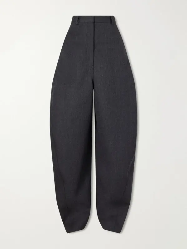 Balenciaga High-waist Barrel-leg Wool Pants - Gray