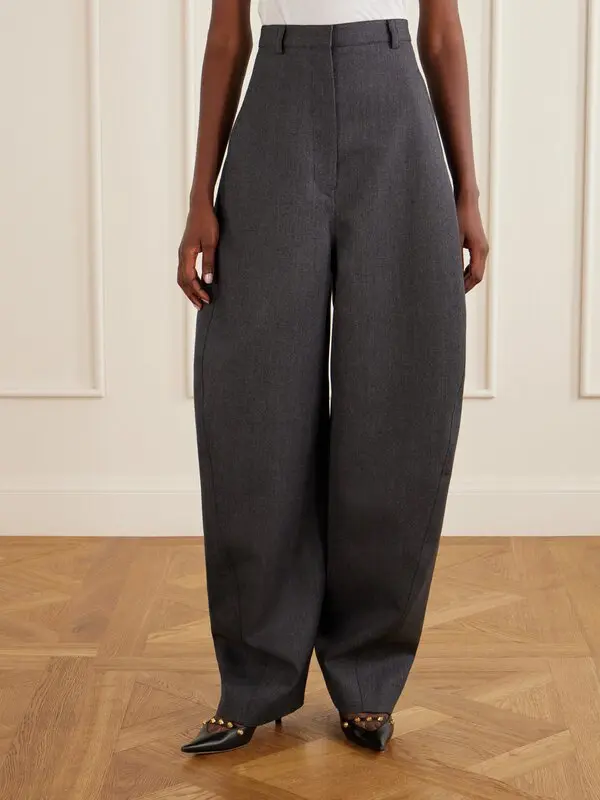 Balenciaga High-waist Barrel-leg Wool Pants