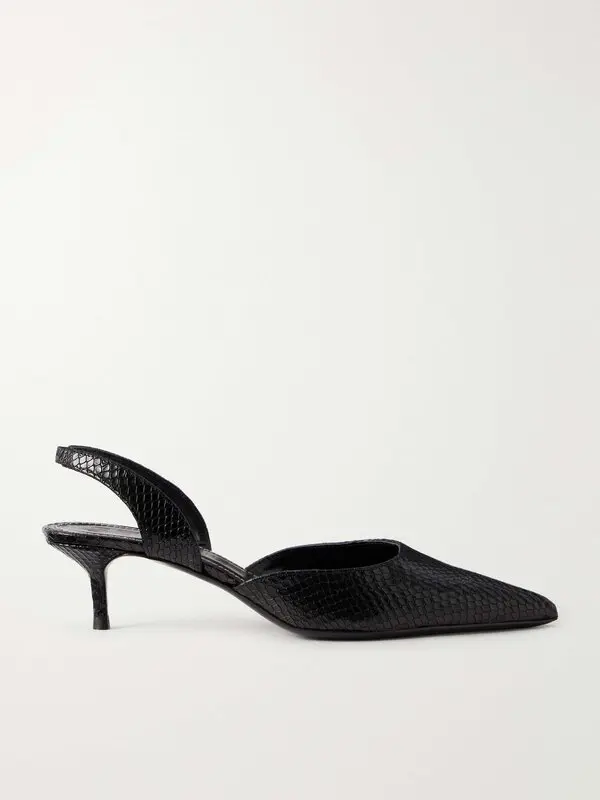 Staud Sebastian Snake-effect Leather Pumps