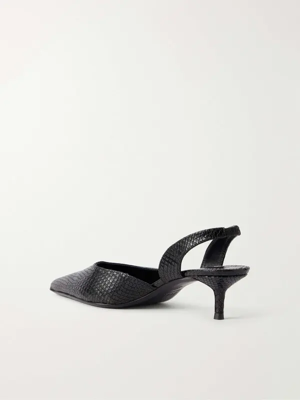 Staud Sebastian Snake-effect Leather Pumps