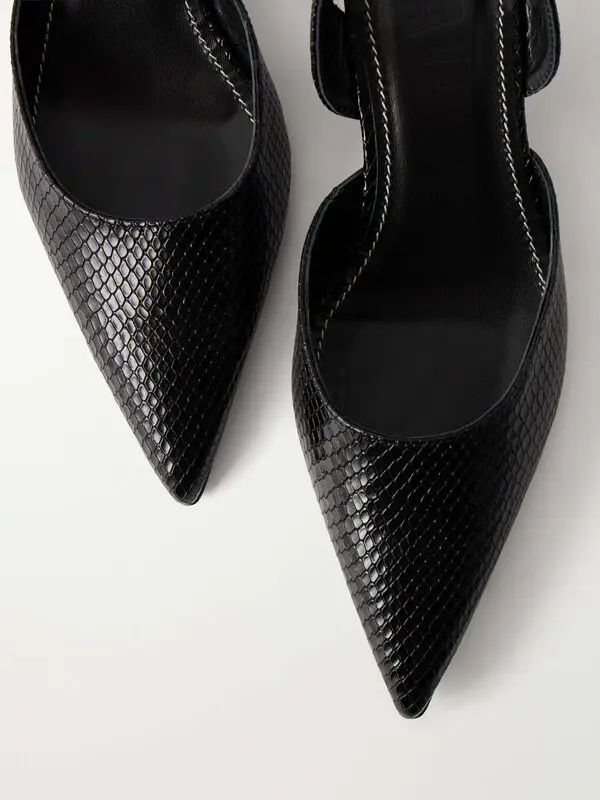 Staud Sebastian Snake-effect Leather Pumps