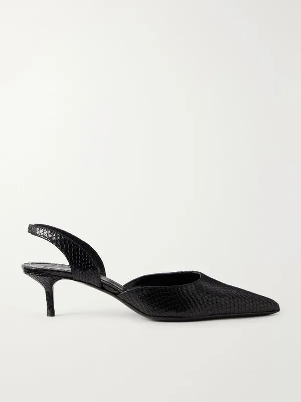 Staud Sebastian Snake-effect Leather Pumps - Black