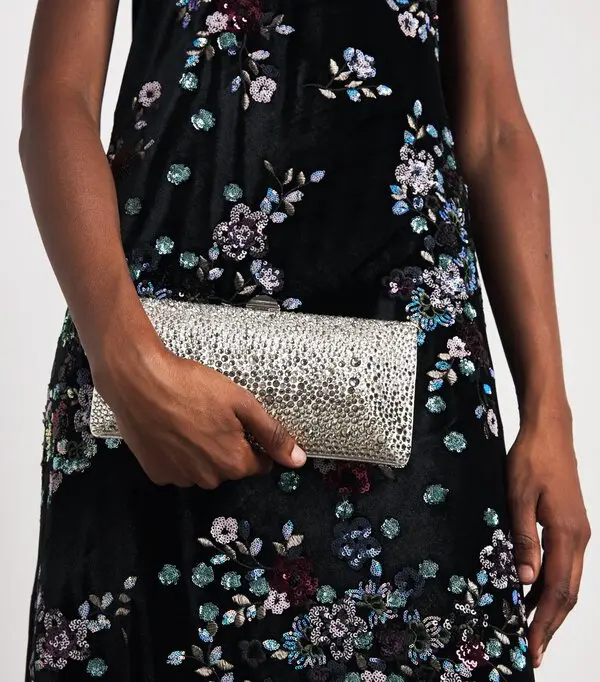 Rodo Satin Crystal-embellished Clutch Bag