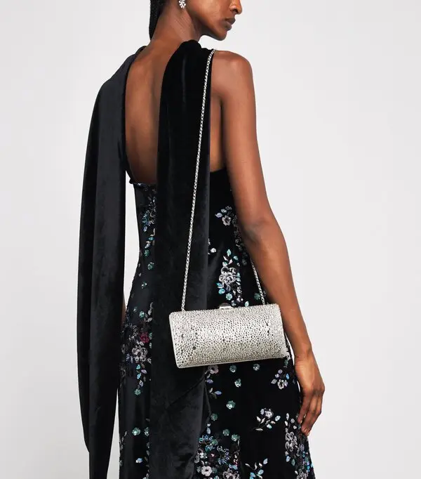 Rodo Satin Crystal-embellished Clutch Bag