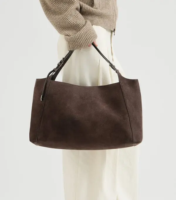 Brunello Cucinelli Suede Sartorial Shopper Tote Bag