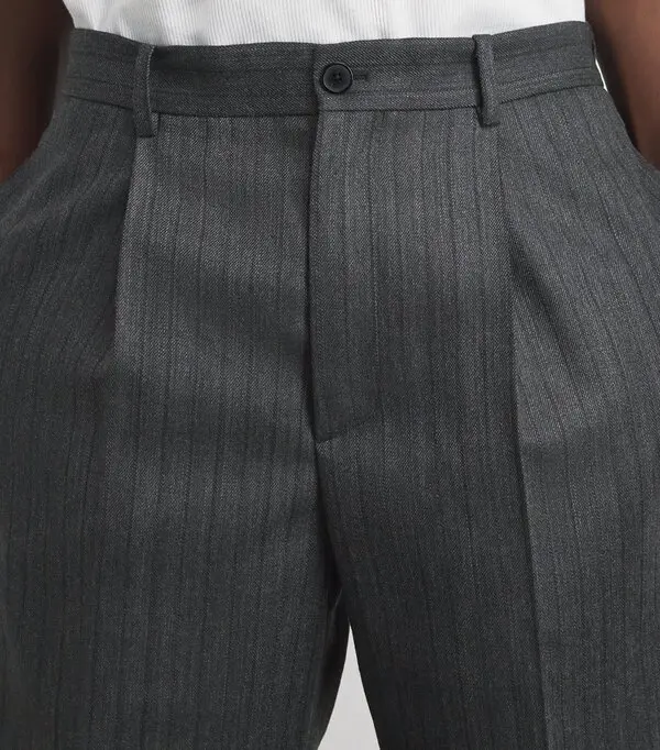 FRAME Wool Pinstripe Wide-leg Trousers