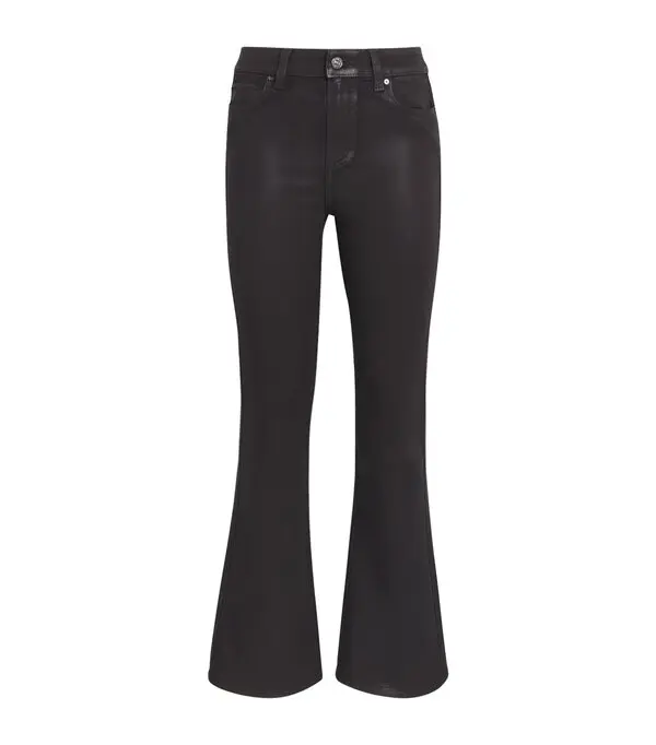 Paige Coated Laurel Canyon Bootcut Jeans - Brown