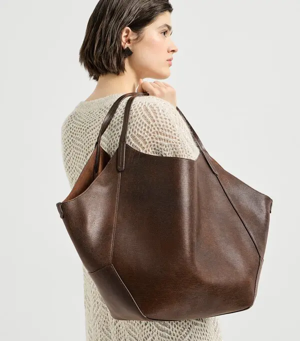 Brunello Cucinelli Reversible Calfskin Bc Duo Tote Bag