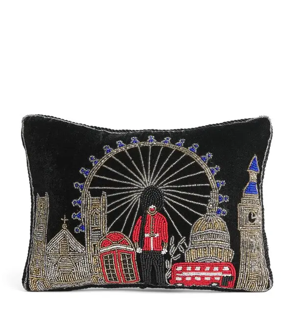 Harrods London Skyline Cushion - Black