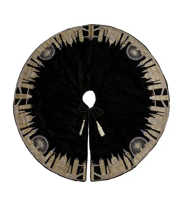 Harrods Embroidered London Skyline Tree Skirt - Black