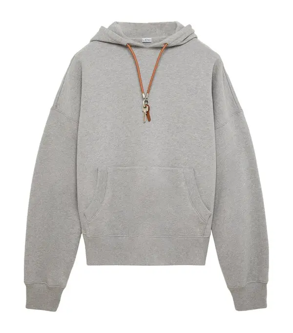 Loewe Cotton Key-detail Anagram Hoodie - Grey