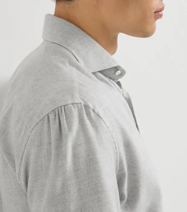 Brunello Cucinelli Cotton-blend Chevron Flannel Shirt - Grey