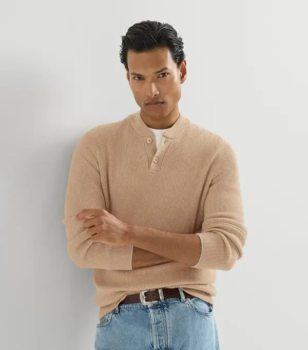 Brunello Cucinelli Cashmere Button-up Sweater - Beige