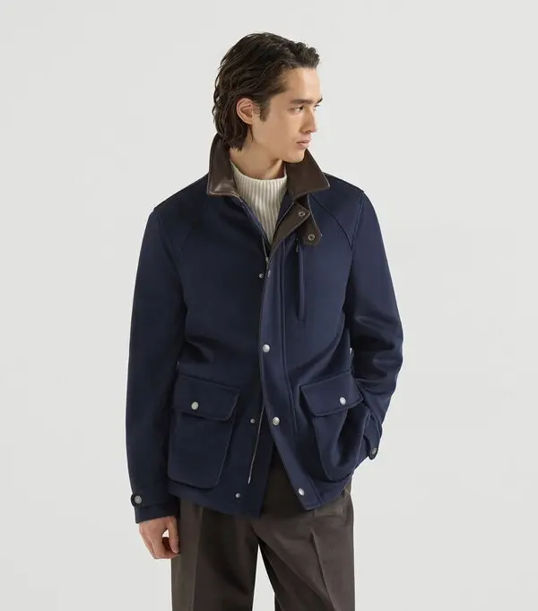 Brunello Cucinelli Virgin Wool Leather-trim Field Jacket