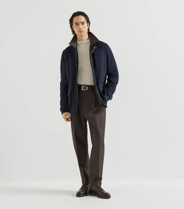 Brunello Cucinelli Virgin Wool Leather-trim Field Jacket