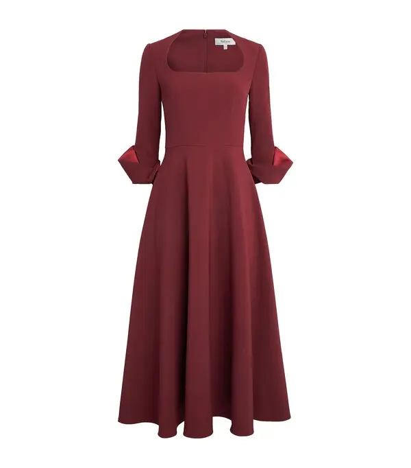Safiyaa Crepe A-line Midi Dress - Red