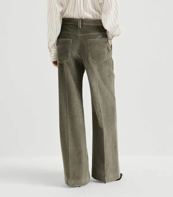 Brunello Cucinelli Cotton Corduroy Tailored Trousers - Green