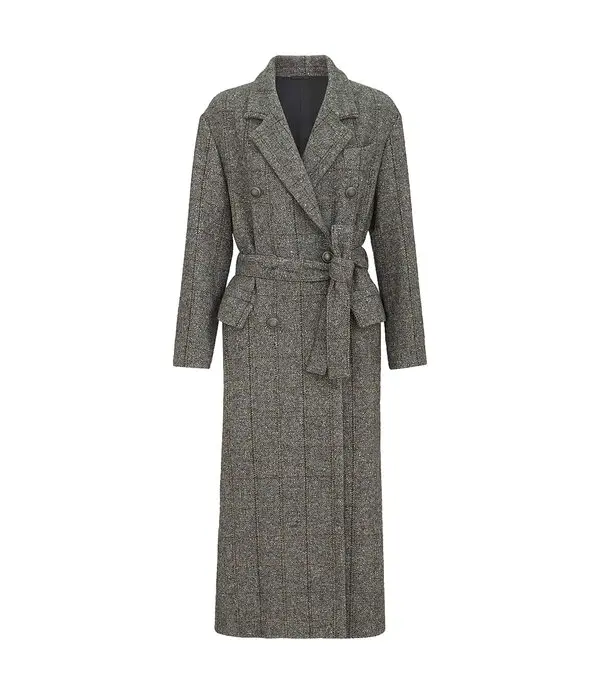 Brunello Cucinelli Wool Tweed Check Trench Coat