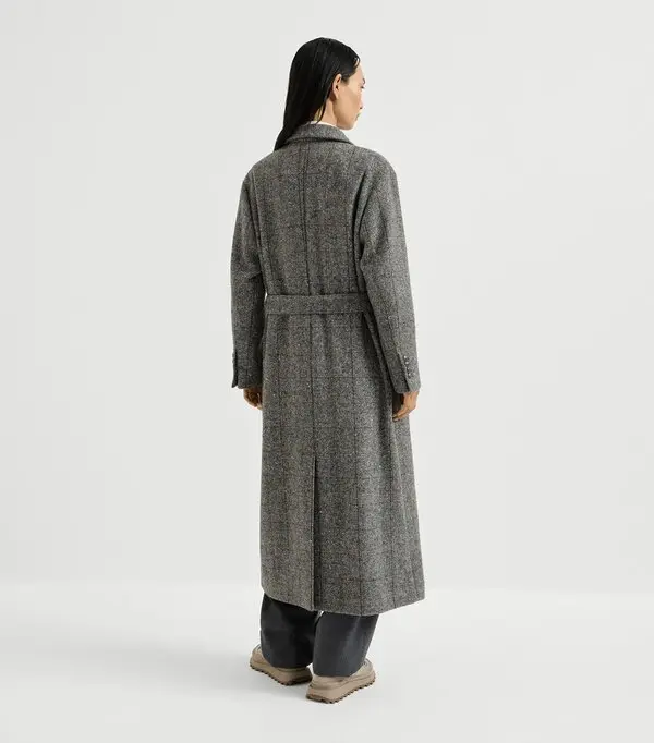 Brunello Cucinelli Wool Tweed Check Trench Coat