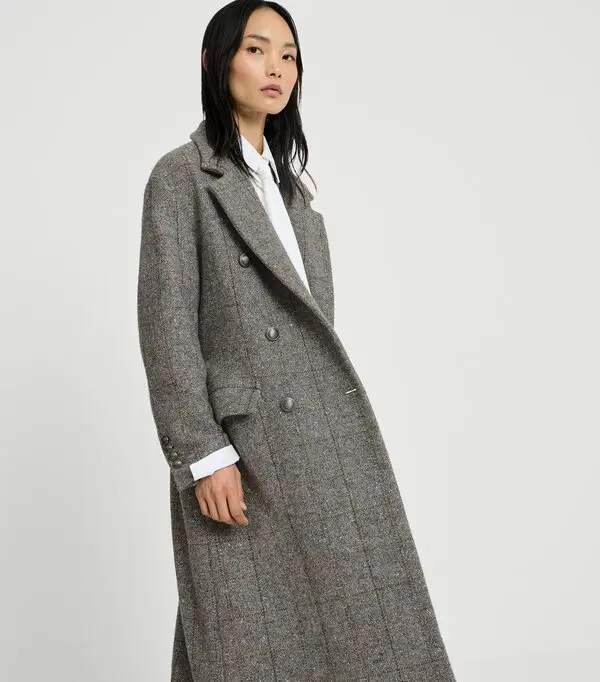 Brunello Cucinelli Wool Tweed Check Trench Coat