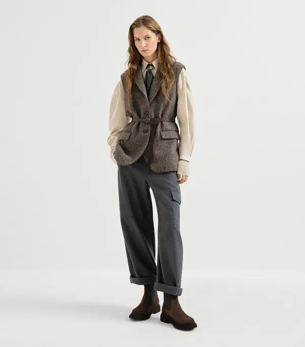 Brunello Cucinelli Suede Knit Ankle Boots