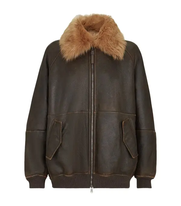Brunello Cucinelli Shearling Bomber Jacket