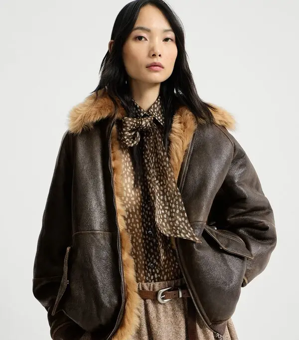 Brunello Cucinelli Shearling Bomber Jacket