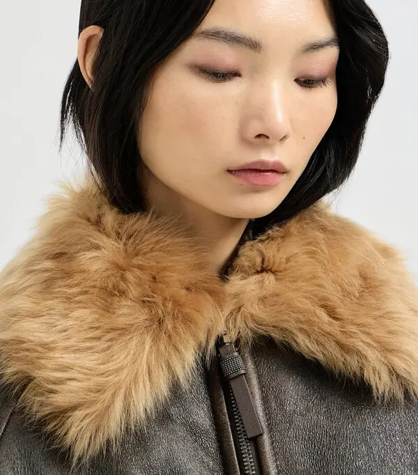 Brunello Cucinelli Shearling Bomber Jacket