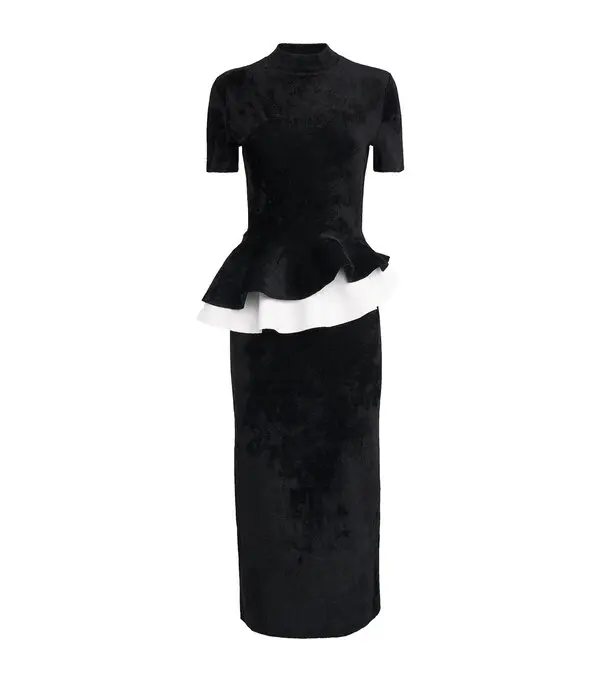 Roland Mouret Asymmetric Peplum Midi Dress - Black