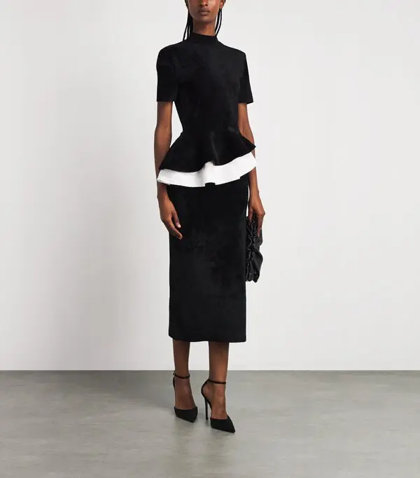 Roland Mouret Asymmetric Peplum Midi Dress
