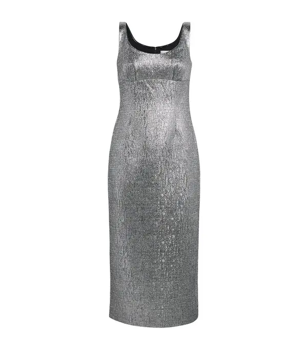 Roland Mouret Metallic Jacquard Midi Dress - Silver