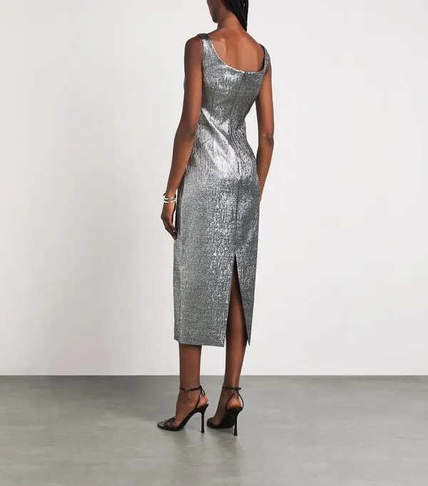 Roland Mouret Metallic Jacquard Midi Dress