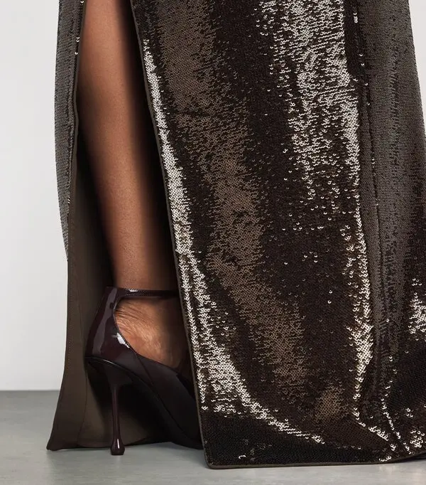 Roland Mouret Sequin Embellished-neck Gown