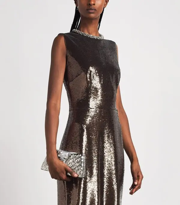 Roland Mouret Sequin Embellished-neck Gown