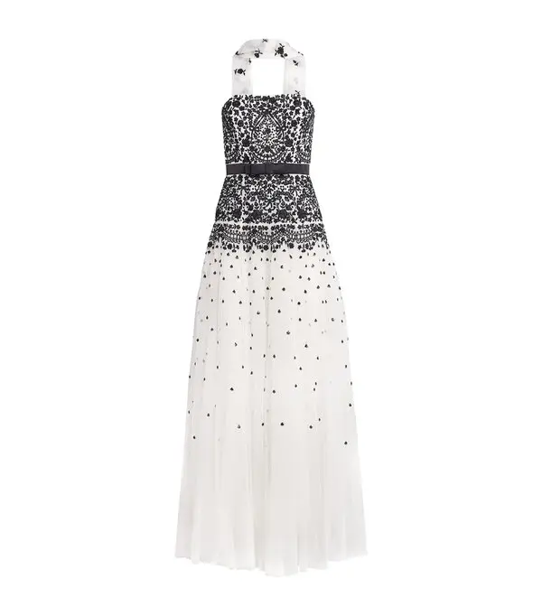 NEEDLE & THREAD Gilded Lace Maxi Dress With Scarf