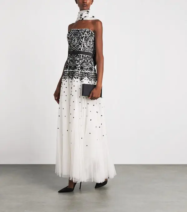 NEEDLE & THREAD Gilded Lace Maxi Dress With Scarf