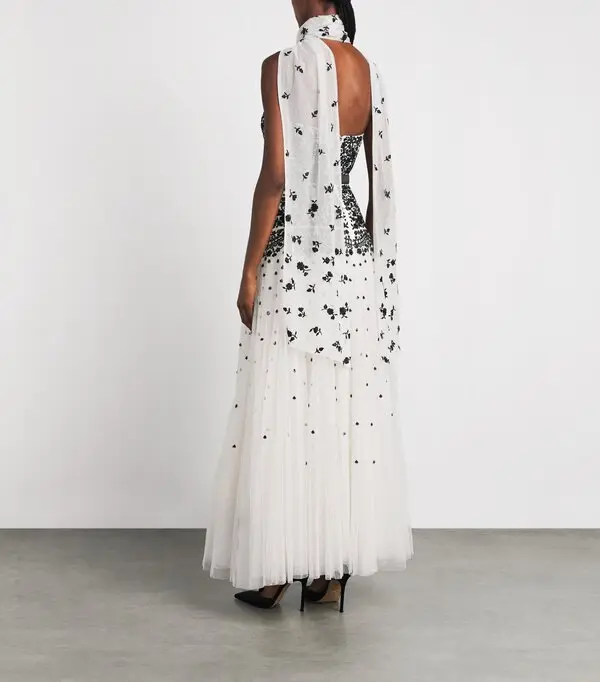 NEEDLE & THREAD Gilded Lace Maxi Dress With Scarf