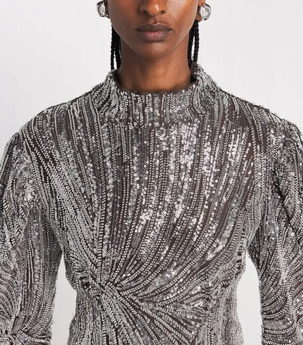 Rabanne Sequin-embellished High-neck Top